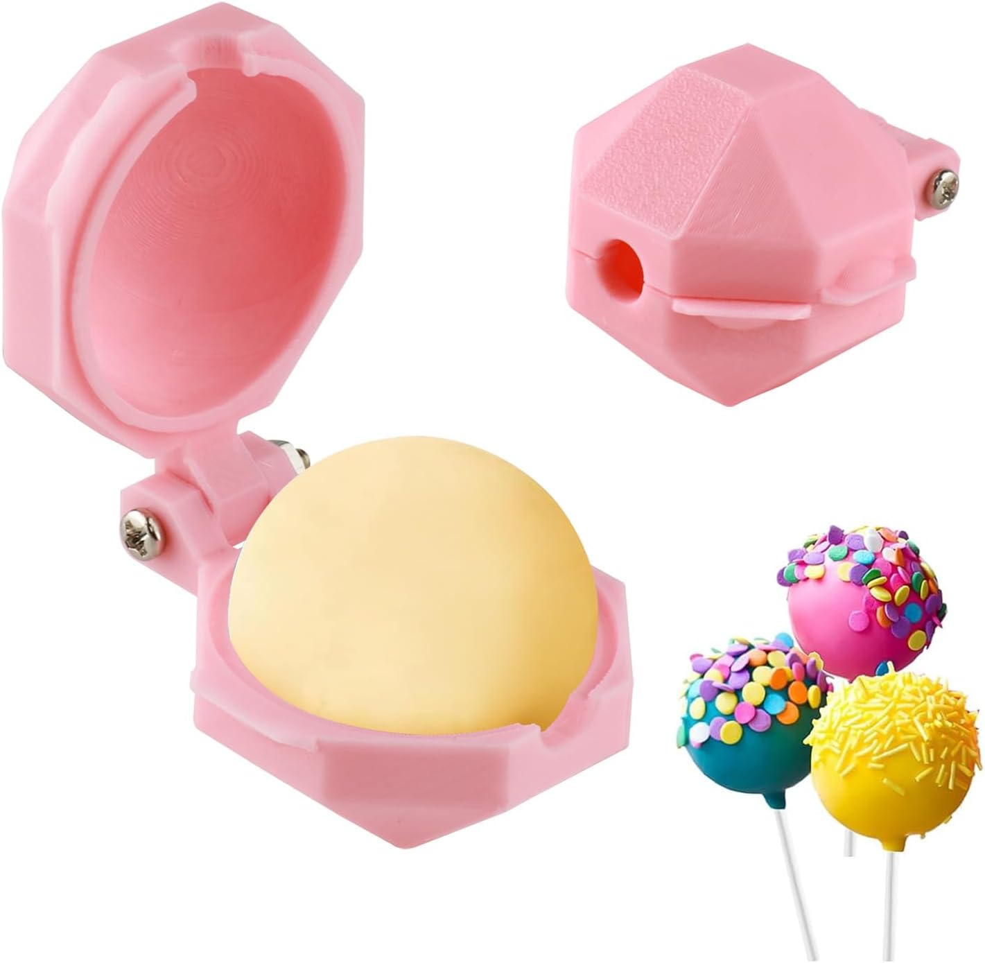 2 PCS Pink Round Cake Pop Mold Shapes Press Set, 3D Printed Circle Cake ...