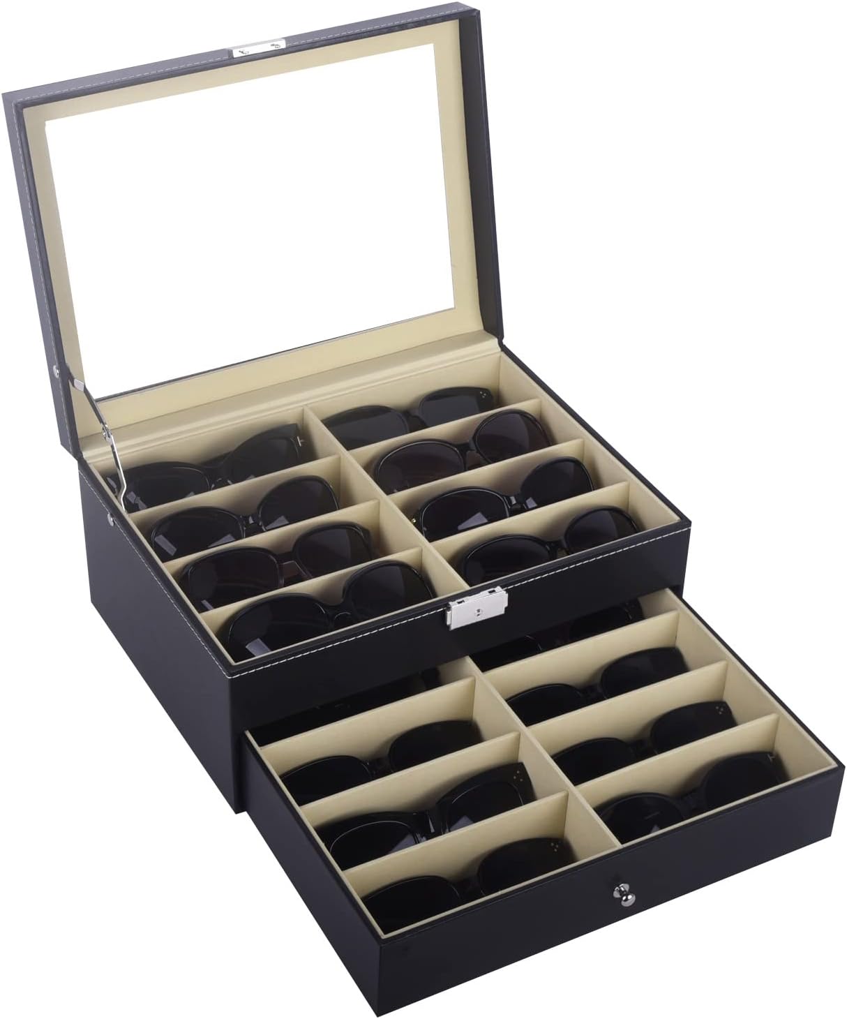 Amazon.com: AUTOARK Leather 16 Piece Eyeglasses Storage and Sunglass ...