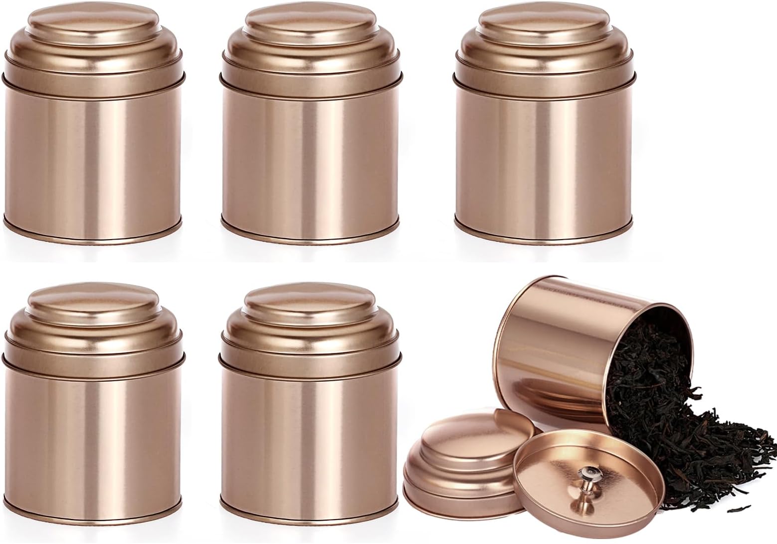 Amazon.com: OGANAZI 6 Pack Tea Tins Canister with Airtight Double Lids ...