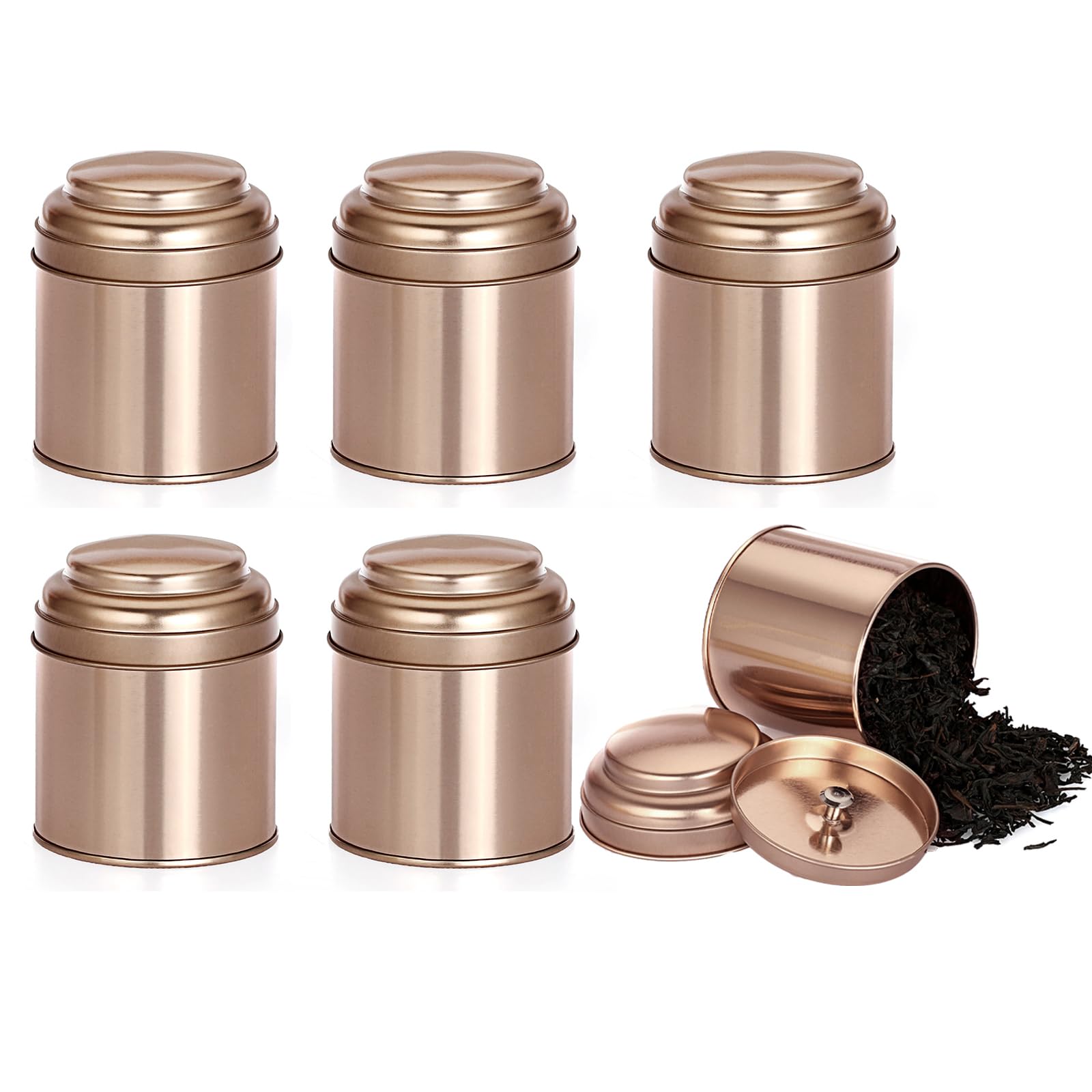 Amazon.com: OGANAZI 6 Pack Tea Tins Canister with Airtight Double Lids ...