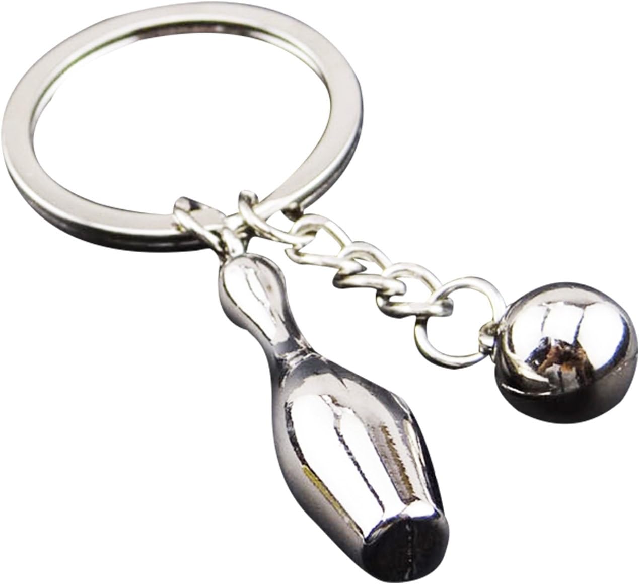Amazon.com: UOOOM 3D Metal Keyring Bowling Pin & Ball Key Chain Pendant ...