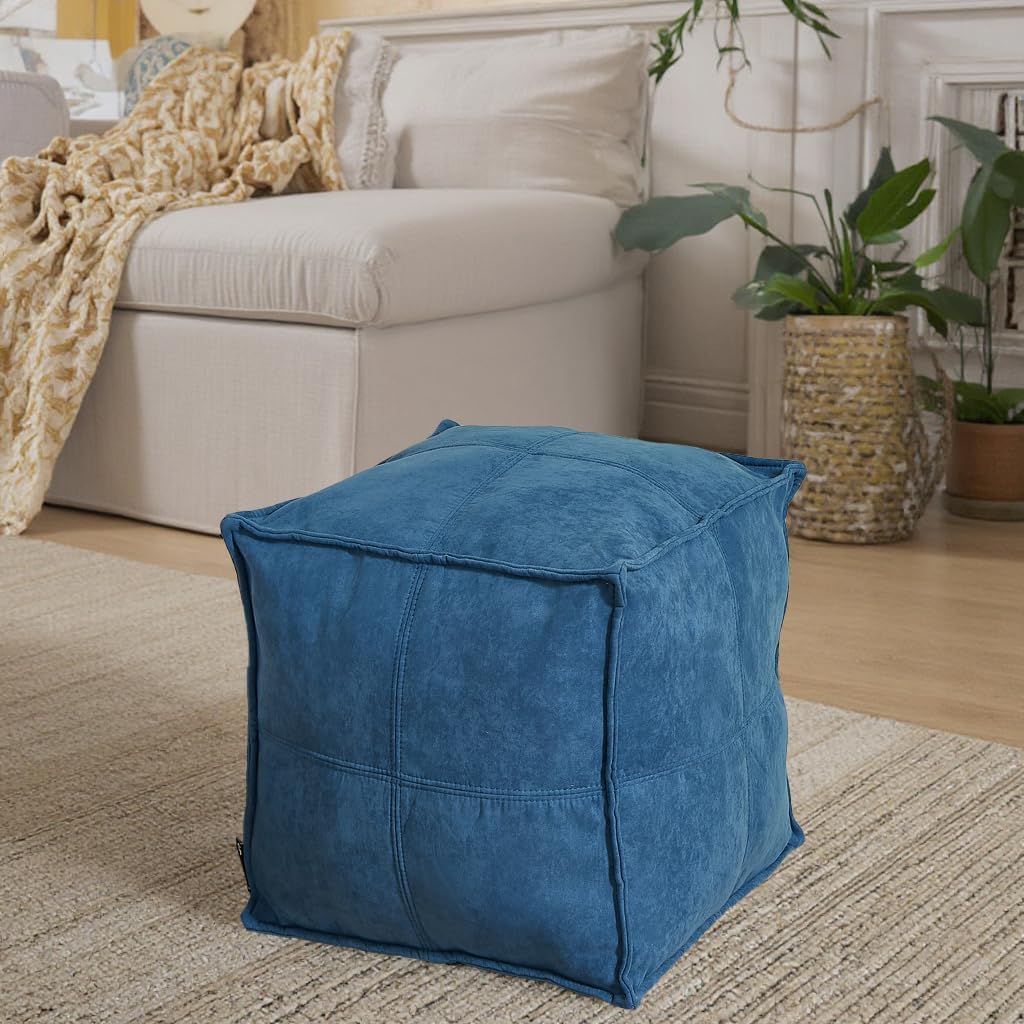 Amazon.com: AELS Unstuffed Modern Pouf Cover for Living Room, Mid ...