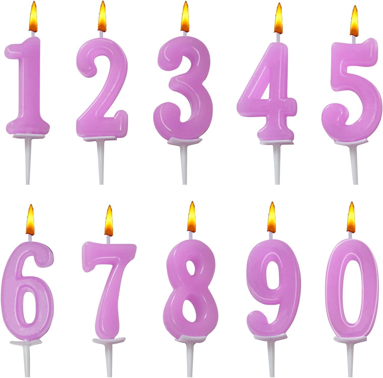 Amazon.com: 10 Pieces Birthday Numeral Candles, Cake Numeral Candles ...