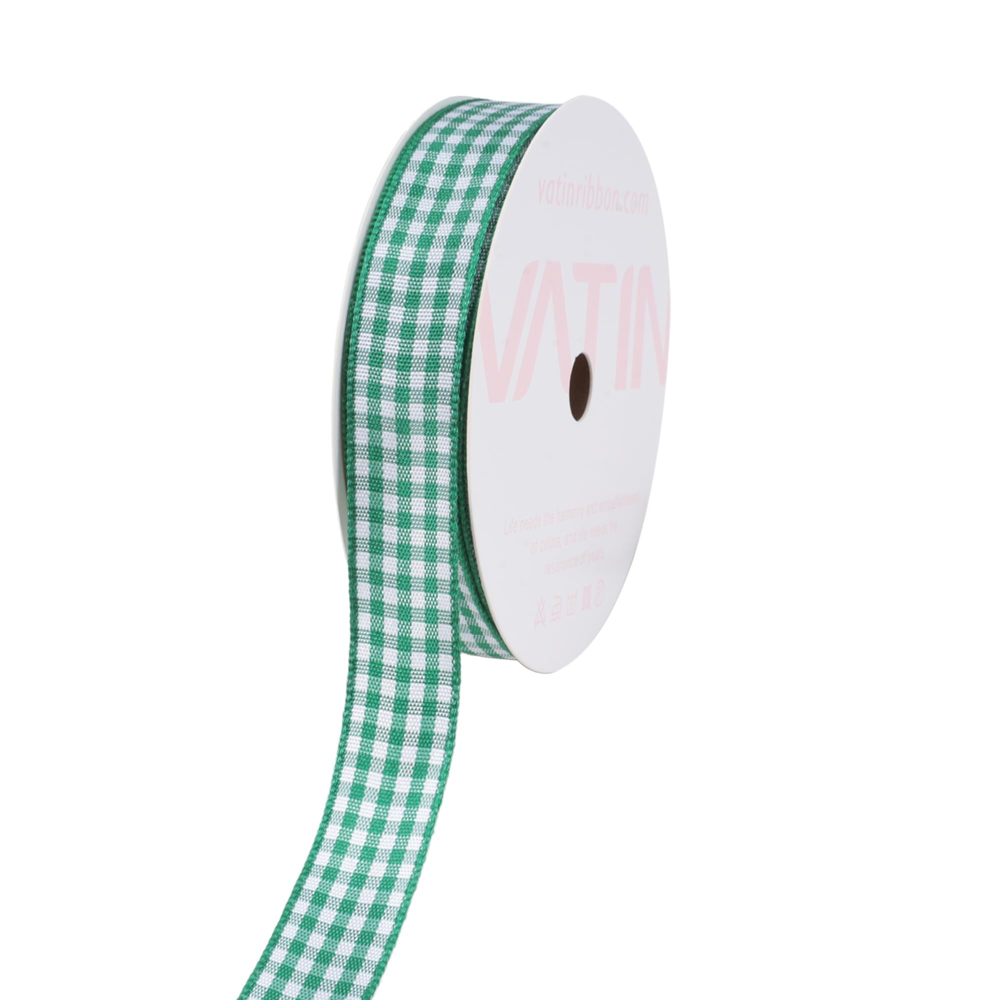 Snapklik.com : Forest Green And White Gingham Ribbon, Each Roll Measuring 5/8 Inch Wide By 25 ...