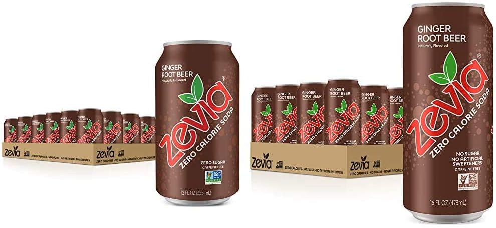 Amazon.com : Zevia Zero Calorie Soda, Ginger Root Beer, 12 Fl Oz Cans (Pack of 24) : Soda Soft ...