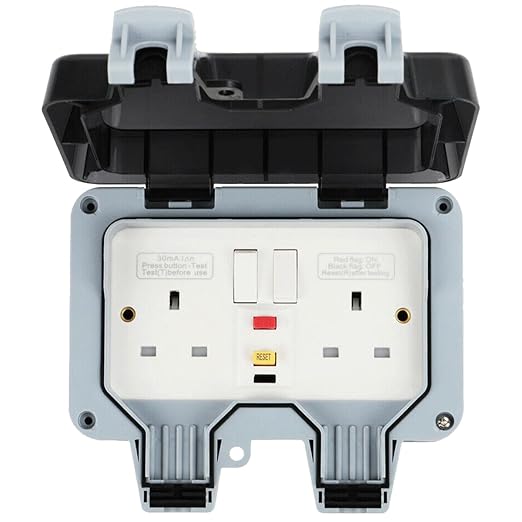 Outdoor RCD Socket, Double Switched Waterproof Sockets 13 Amp 2 Gang ...