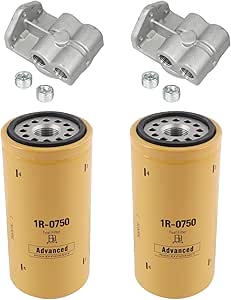 Amazon.com: Two Diesel Engine Fuel Filter 1R-0750 With Two Fuel Filter ...