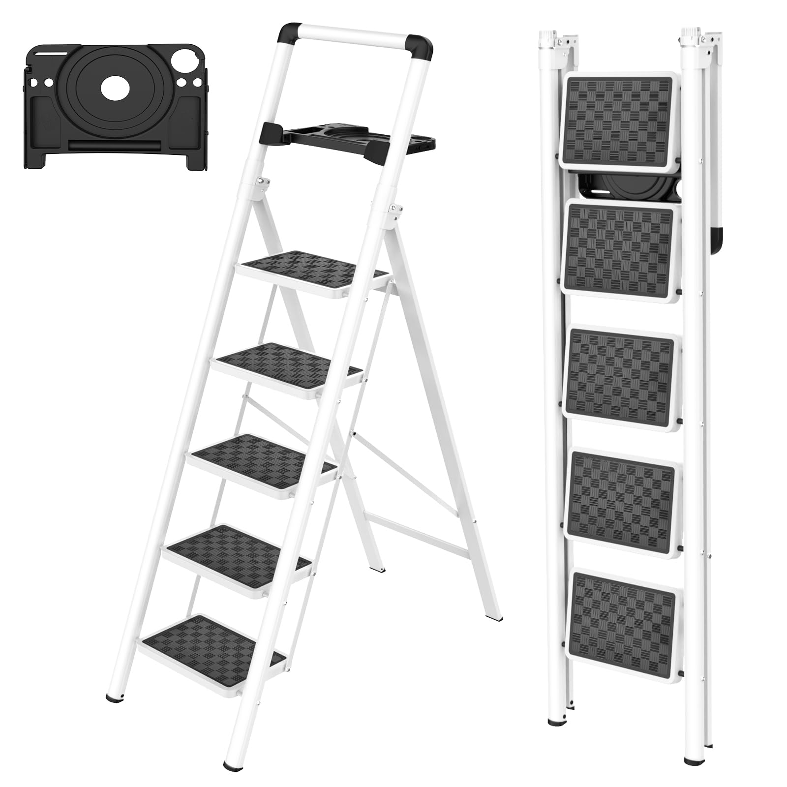 Snapklik.com : HBTower Step Ladder, 5 Step Ladder Folding Step Stool