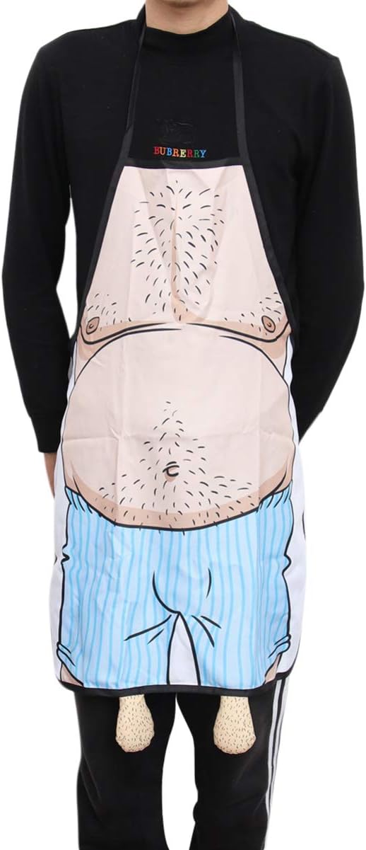 Homoyoyo Adjustable Funny Novelty Bib Apron for Men&Women-Wacky Belly ...