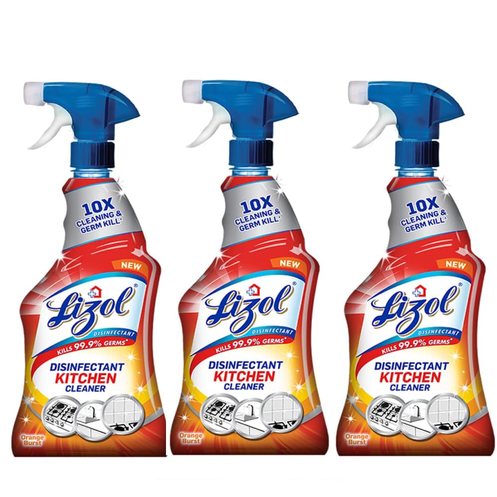 Lizol 450ml (Pack of 3) Kitchen Power Cleaner Liquid Spray | Kills 99.9 ...