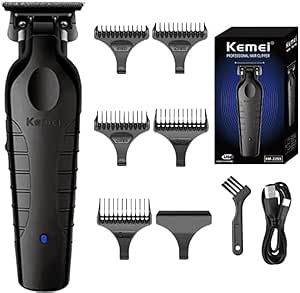 Kemei 2299 Barber Cordless Hair Trimmer 0mm Zero Gapped Carving Clipper Detailer Professional ...
