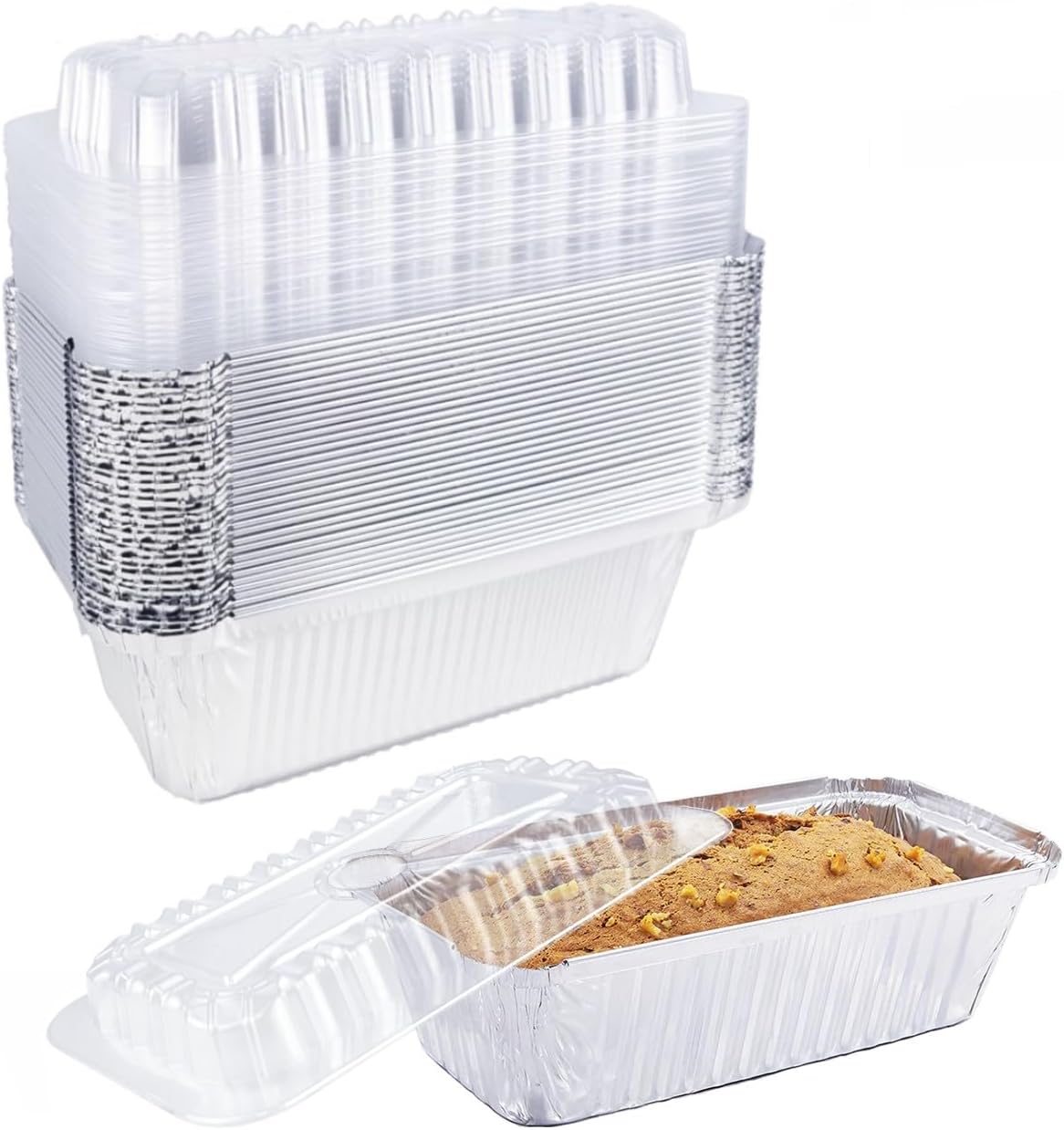 Amazon.com: Disposable Bread Pans With Lids Bakeware Set,30 Pack, 1.5lb ...