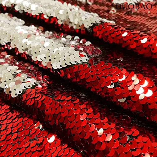 Amazon.com: DUOBAO Reversible Sequin Fabric by the Yard - Red to Silver ...