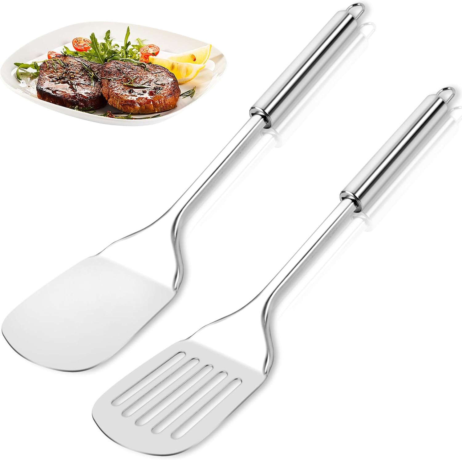 Amazon.com: PEASUG 2 Pack Stainless Steel Spatulas Set, Metal Spatula ...
