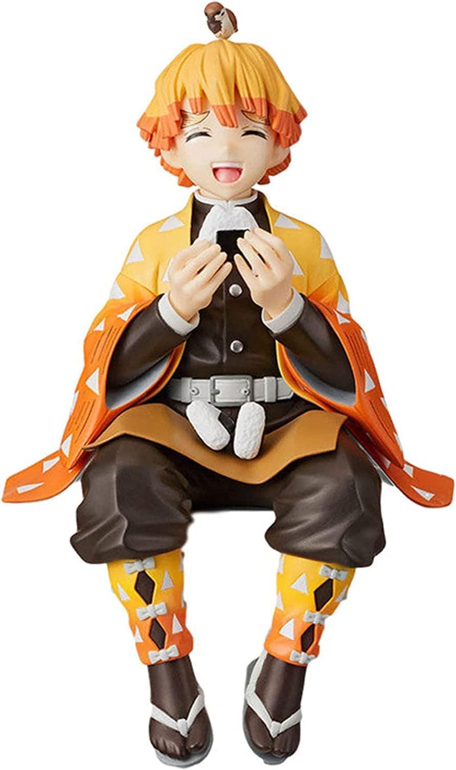Amazon.com: Zenitsu Figure Anime Devil Slayer Eating Rice Balls Sitting ...