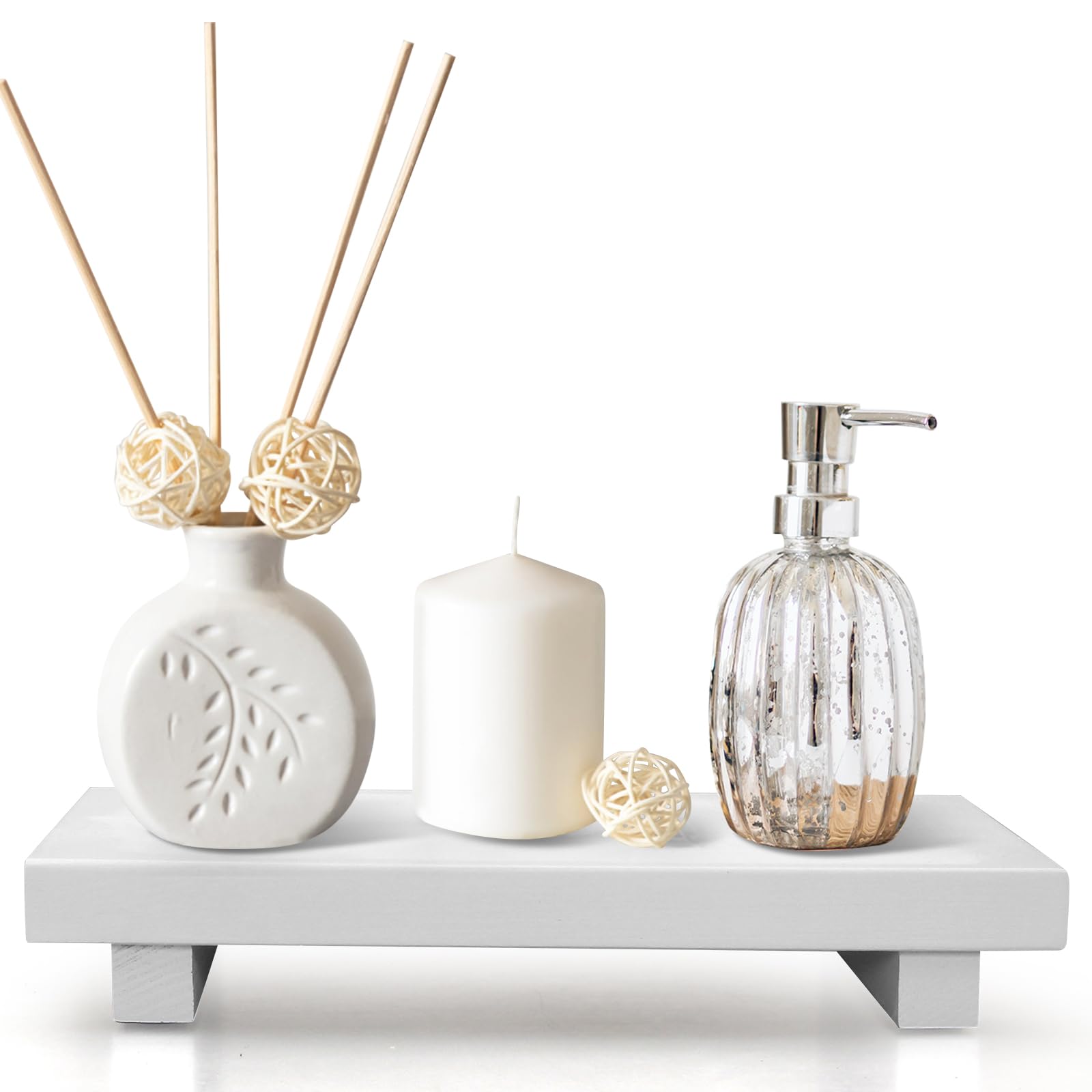 Amazon.com: White Wooden Bathroom Tray Decorative Kitchen Sink ...