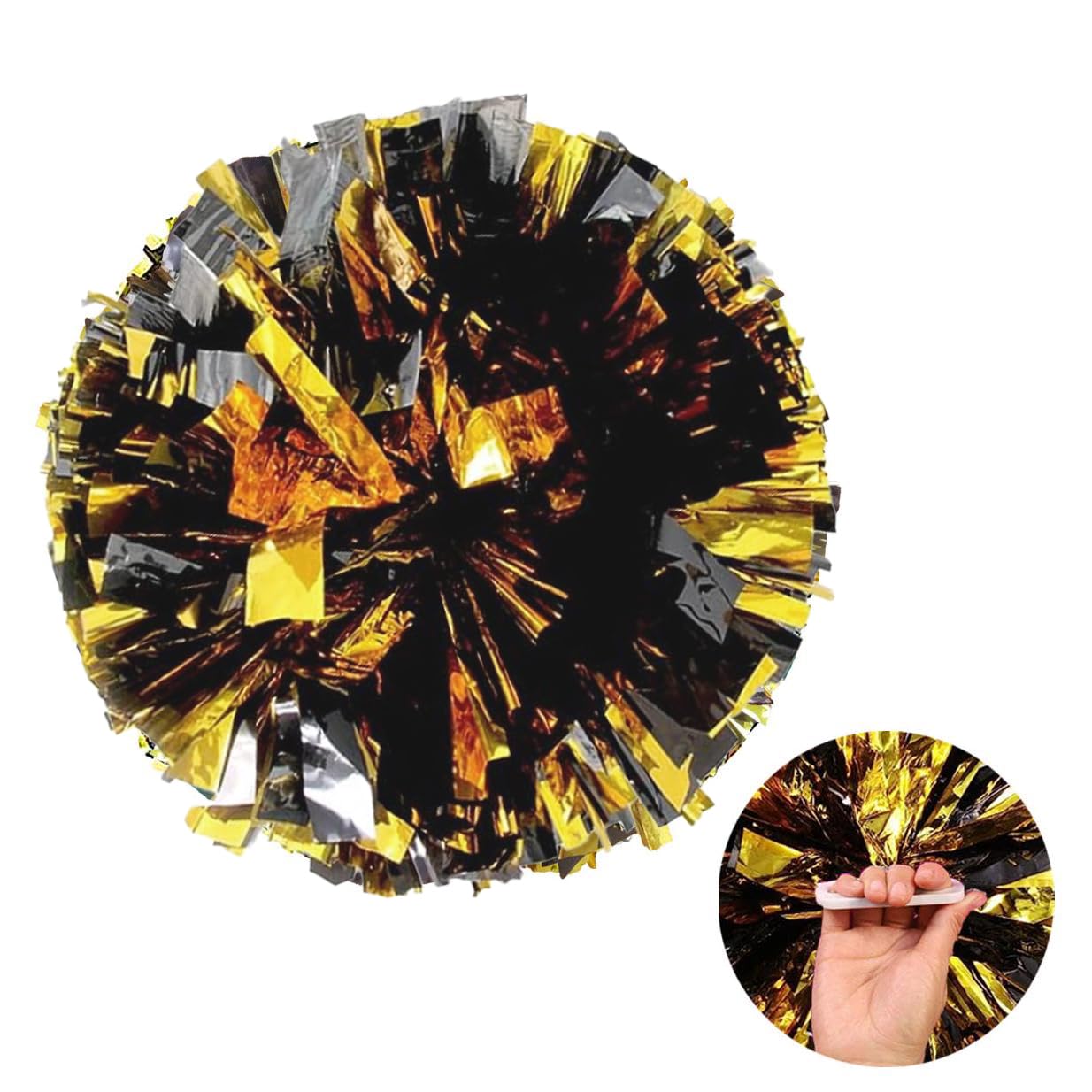 Amazon.com: ZOOYOO Black and Gold Metallic Pom Poms Cheerleading ...