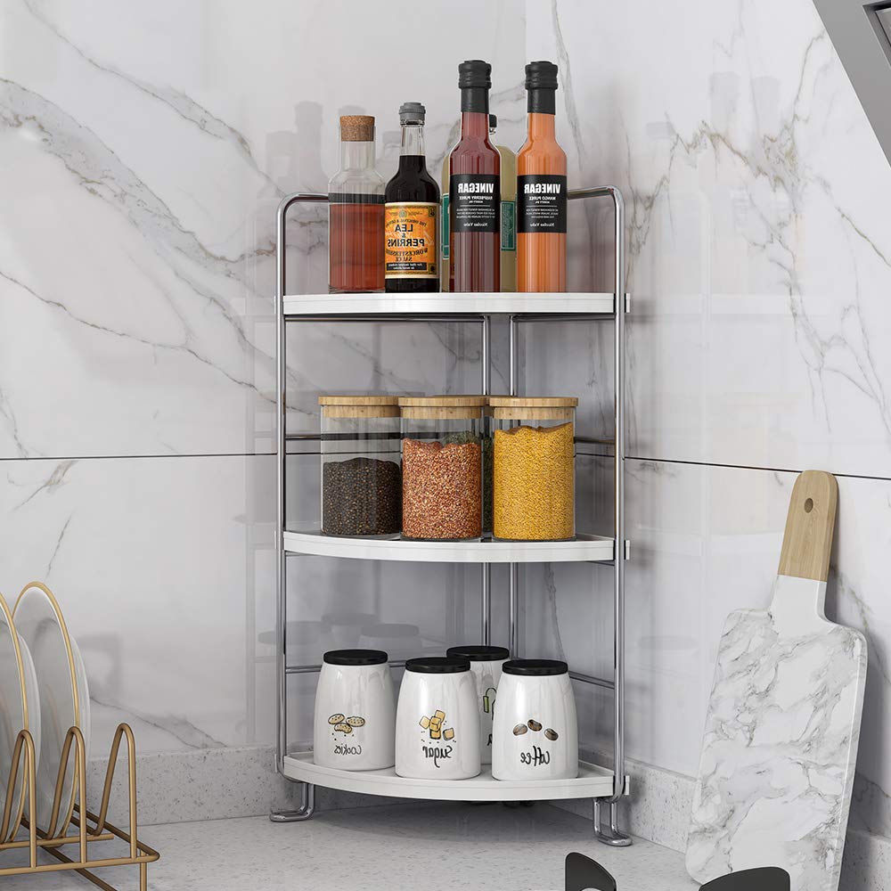 3-Tier Corner Spice Rack Kitchen Bathroom Countertop Organizer Vanity ...