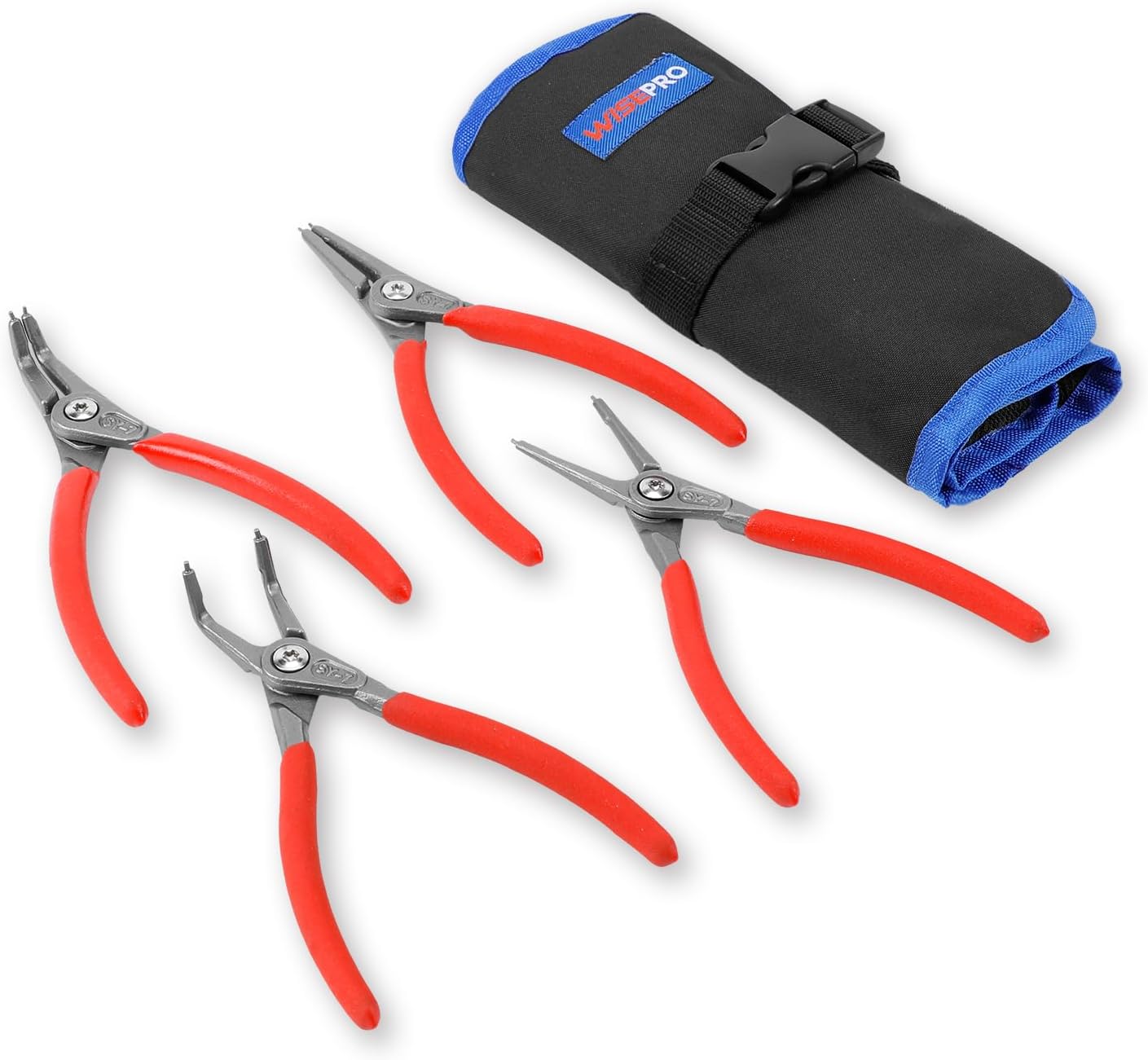 WISEPRO 4 Pcs Snap Ring Pliers Set, 7 Inches Internal/External Circlip ...