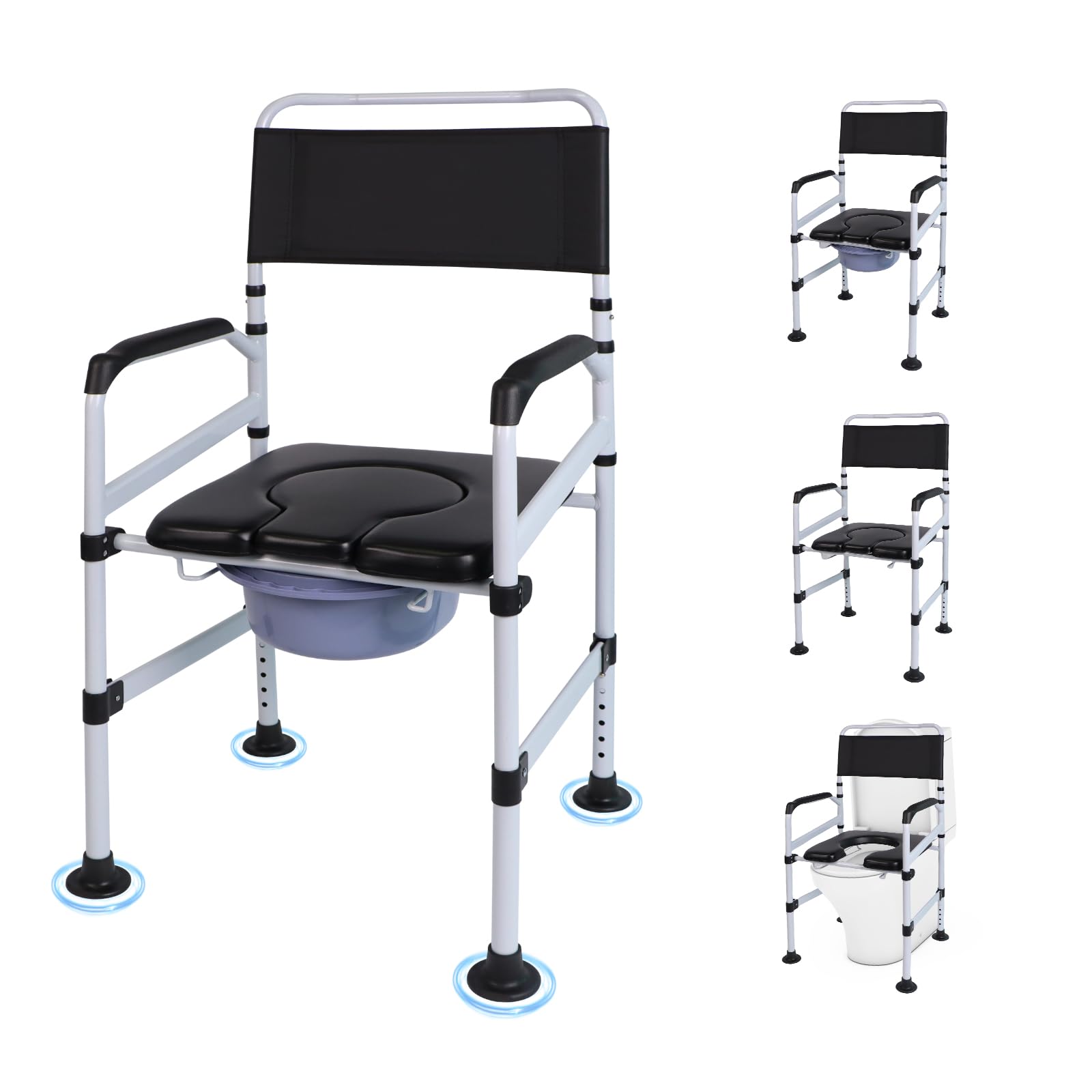 Buy 4in1 Heavy Duty Bedside Commode Chair for Seniors + Raised Toilet ...