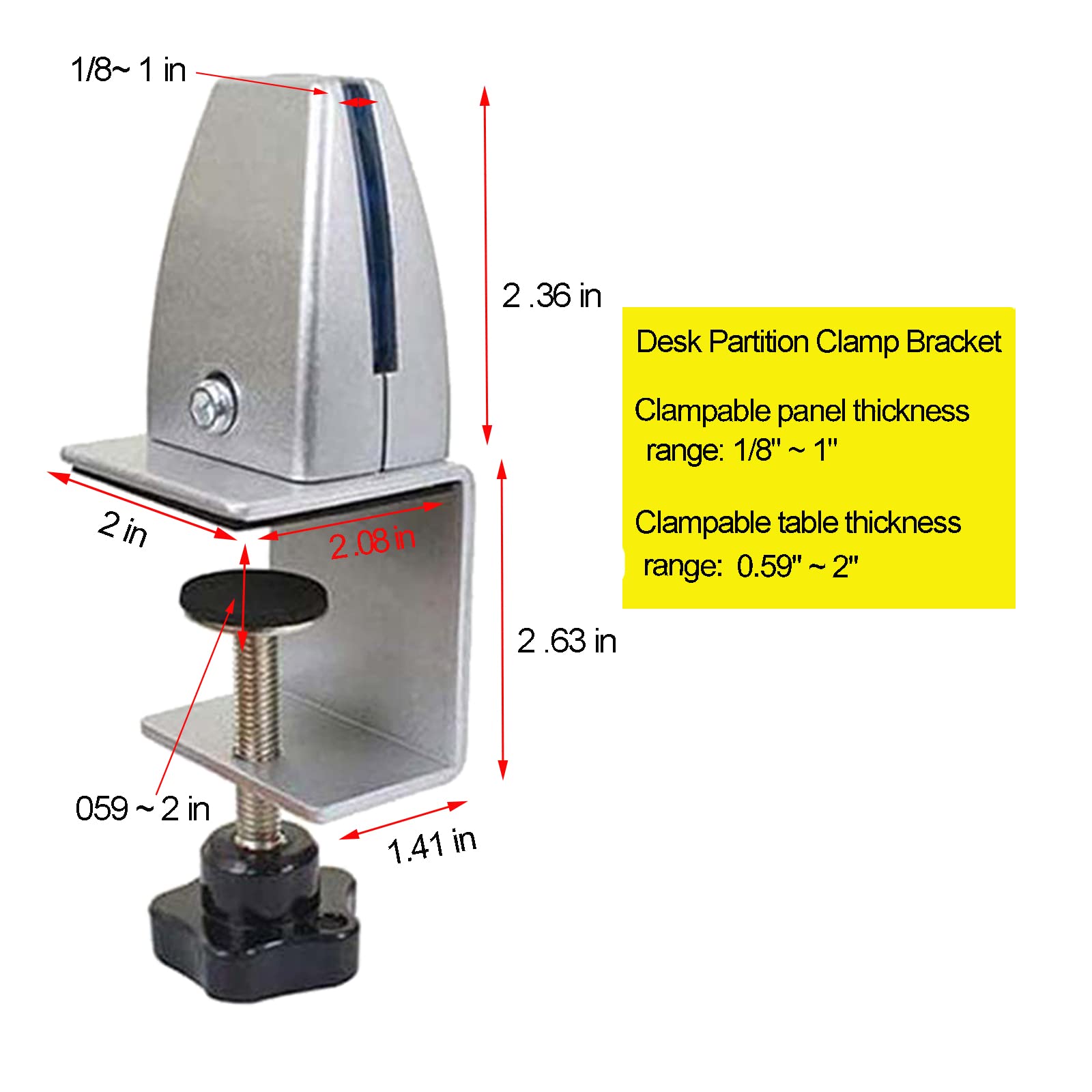 Snapklik.com : Desk Divider Clamp For 1/8" To 0.51" Panel, Adjustable ...