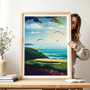 Amazon.com: Torrey Pines Golf Poster - San Diego, California Travel Wall Art, Torrey Pines Golf ...