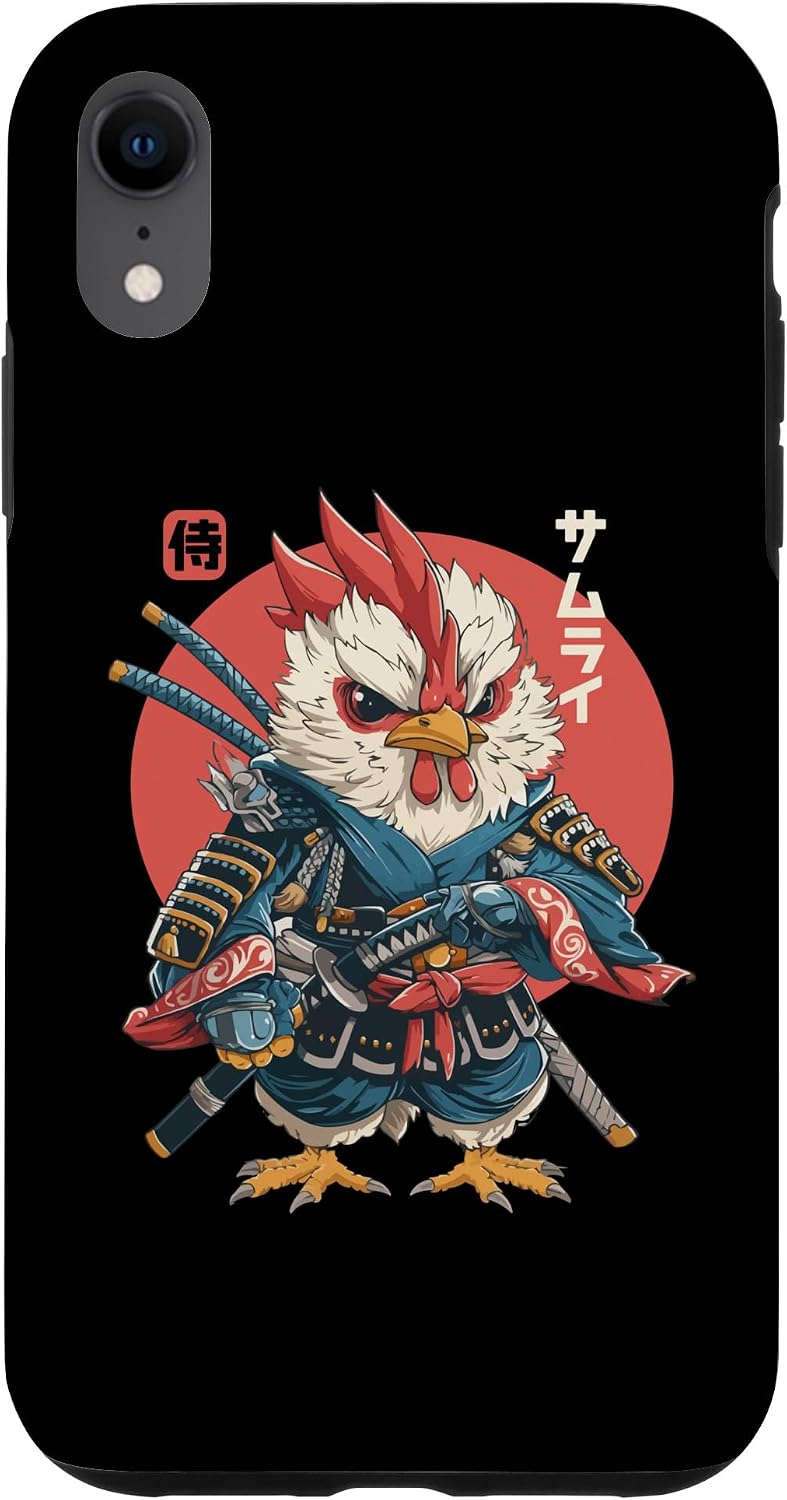 Amazon.com: iPhone XR Japanese Samurai Chicken Warrior Ukiyo Rooster ...