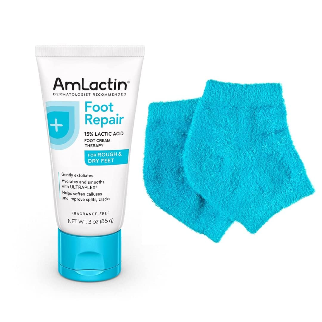 Amazon.com : AmLactin Foot Repair Foot Cream Therapy, 3 oz + One Pair ...