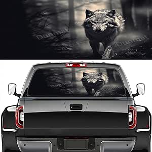 Amazon.com - SOPIYRIO Retro Rustic Wolf Truck Rear Window Graphic ...