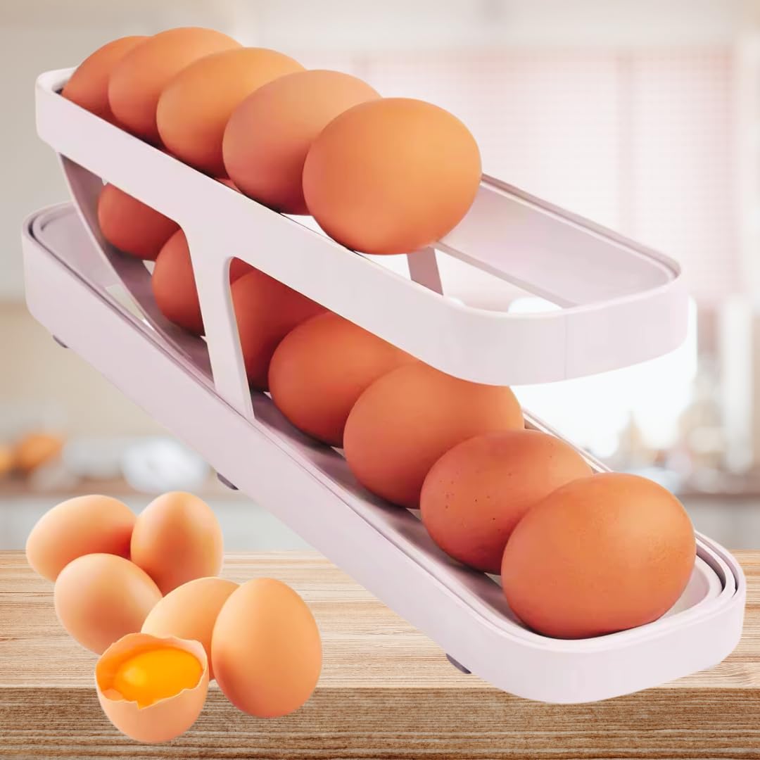 Amazon.com: Egg Dispenser - Automatic Gravity Fed Rolling Egg Organizer ...