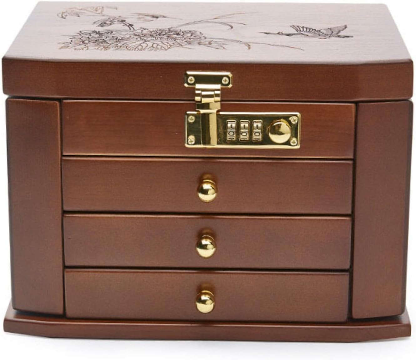 Amazon.com: JOEUQK Jewellery Box Jewelry Box With Lock Wooden Jewelry ...