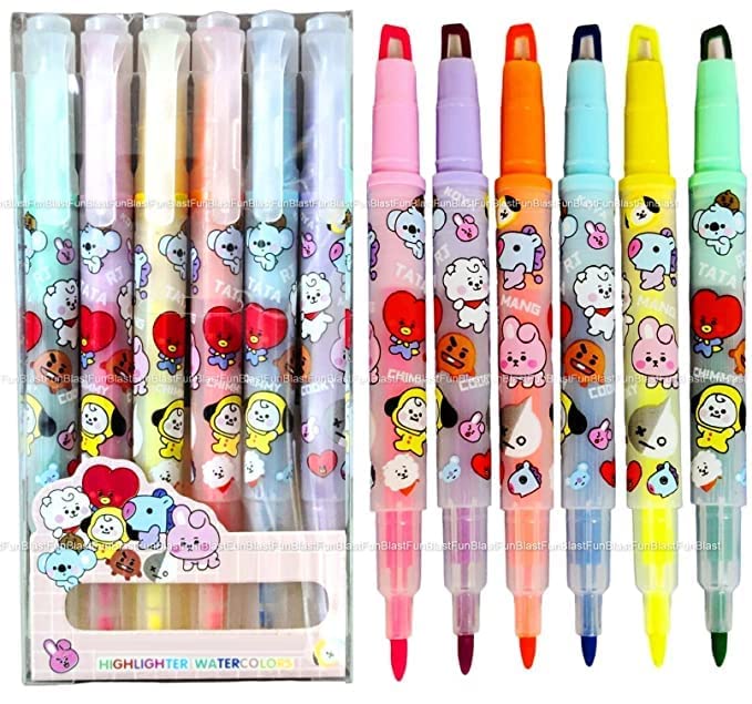 Youth Enterprises Cartoon Highlighter Pen - 6 Water Color Pen, Dual ...