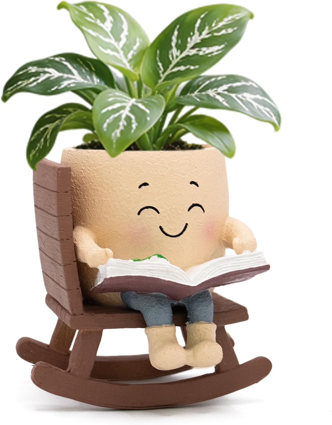 Amazon.com: Toparad Smily Face Rocking Chair Reading Book Planter Pots ...