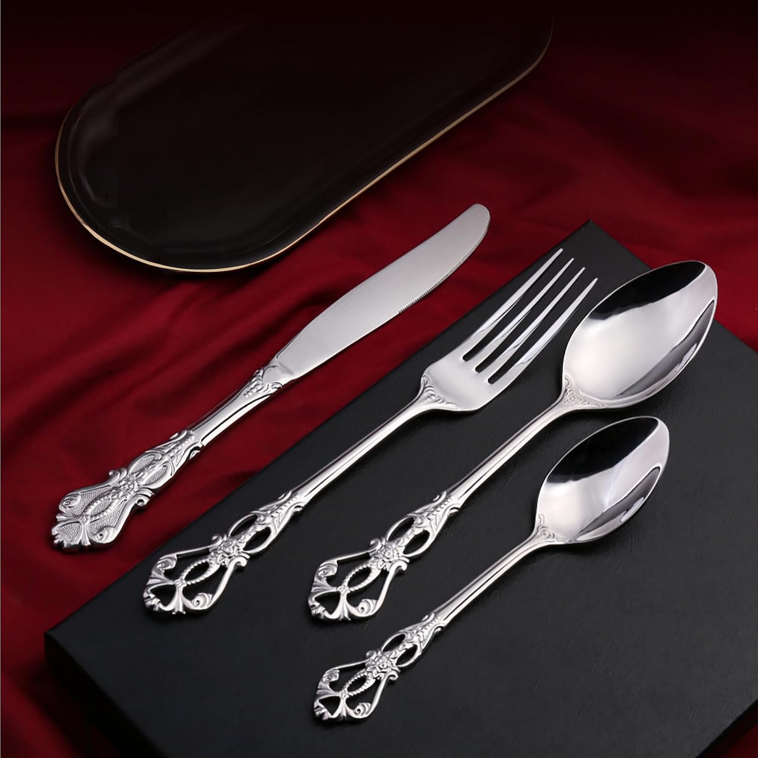 Amazon.com | flatware sets 72 piece stainless steel silverware set for ...