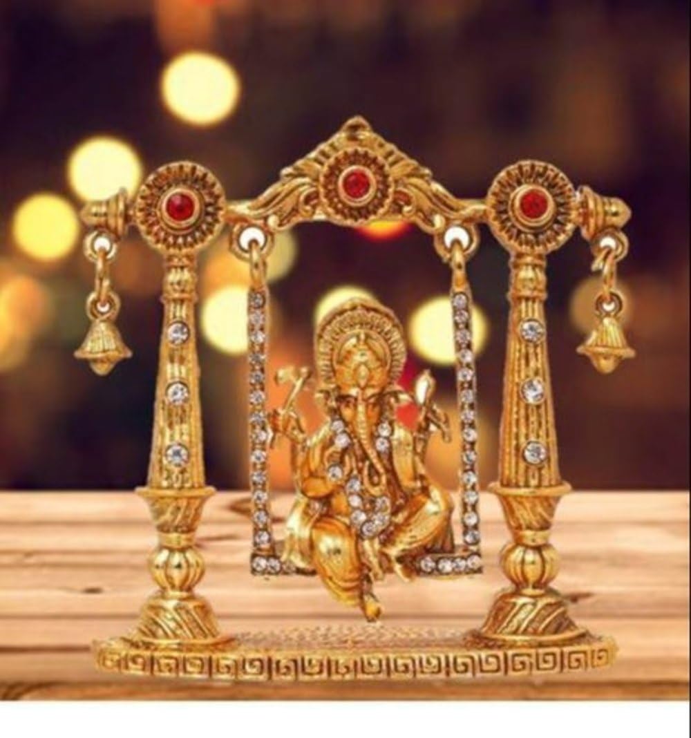 Buy LUKAPLUS® Shri Ganesh Ji Jhula Idol, Ganpati Idol On Swing Jhula ...