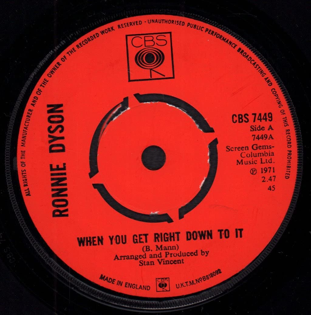 Amazon.com: RONNIE DYSON When You Get Right Down To It 7" vinyl: CDs ...