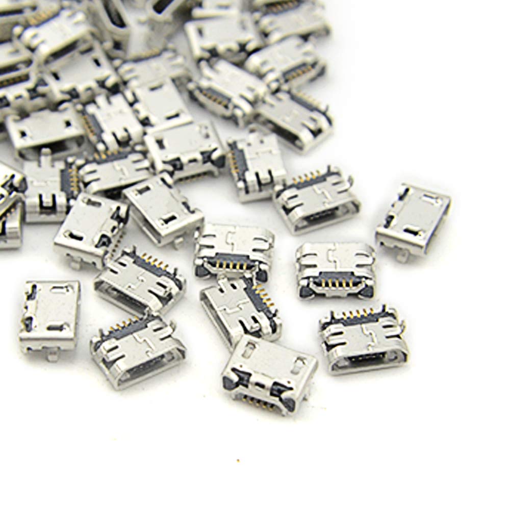 Buy BGTXINGI 100PCS USB Type B Standard Micro Port Female Solder Plug 5 ...
