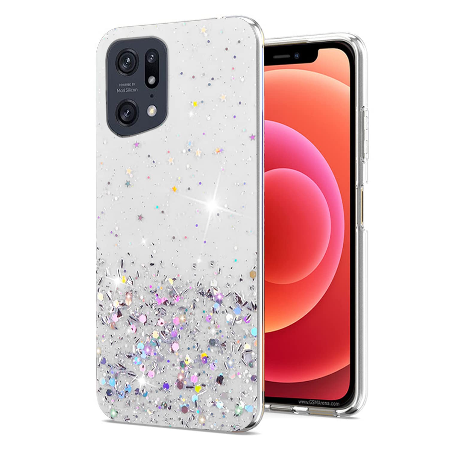 Custodia Per Oppo Find X5 Pro Trasparente Glitterata Rosa - Silicone ...