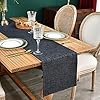 Amazon.com: Farmhouse Rustic Faux Linen Table Runner Neutral Charcoal ...