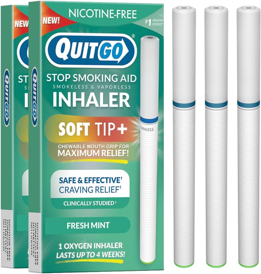 QuitGo Soft-Tip Smokeless Vapor-Less Inhaler | 100% Natural, Nicotine ...