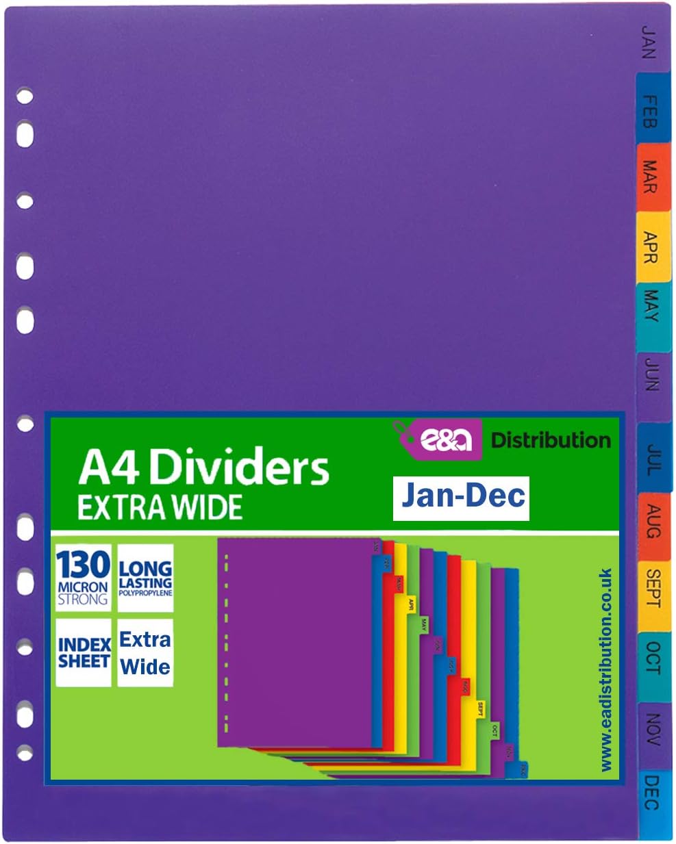 A4 File Dividers Plastic Coloured Tabs Subject Filing Numbered A-Z ...