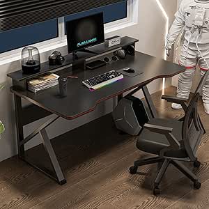 BOKNI Gaming Desk, Ergonomic PC Computer Desk, Home Office Desk, Extra Large, Modern Ergonomics ...