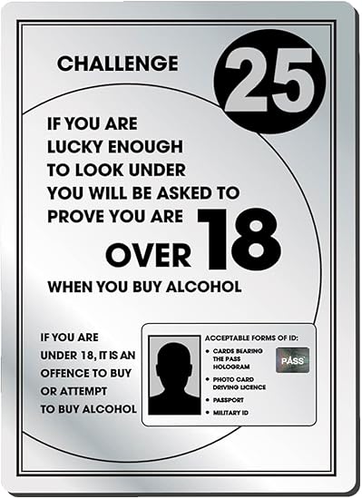 Challenge 25 Sign Silver A4 297 x 210mm Alcohol Law Sign Pub Bar ...