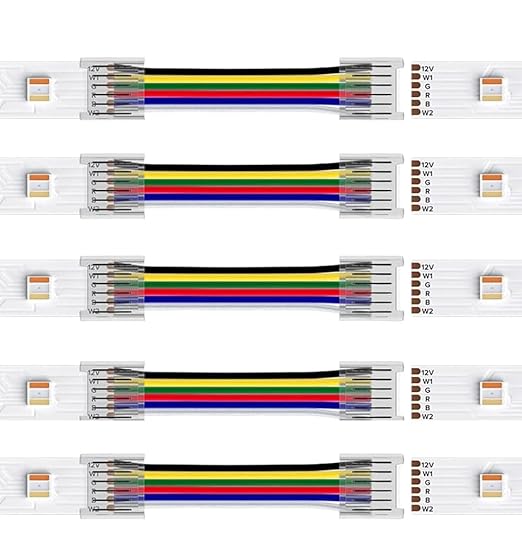 SMD 6-pin 12mm connector kit with 5 transparent connectors 15cm long ...
