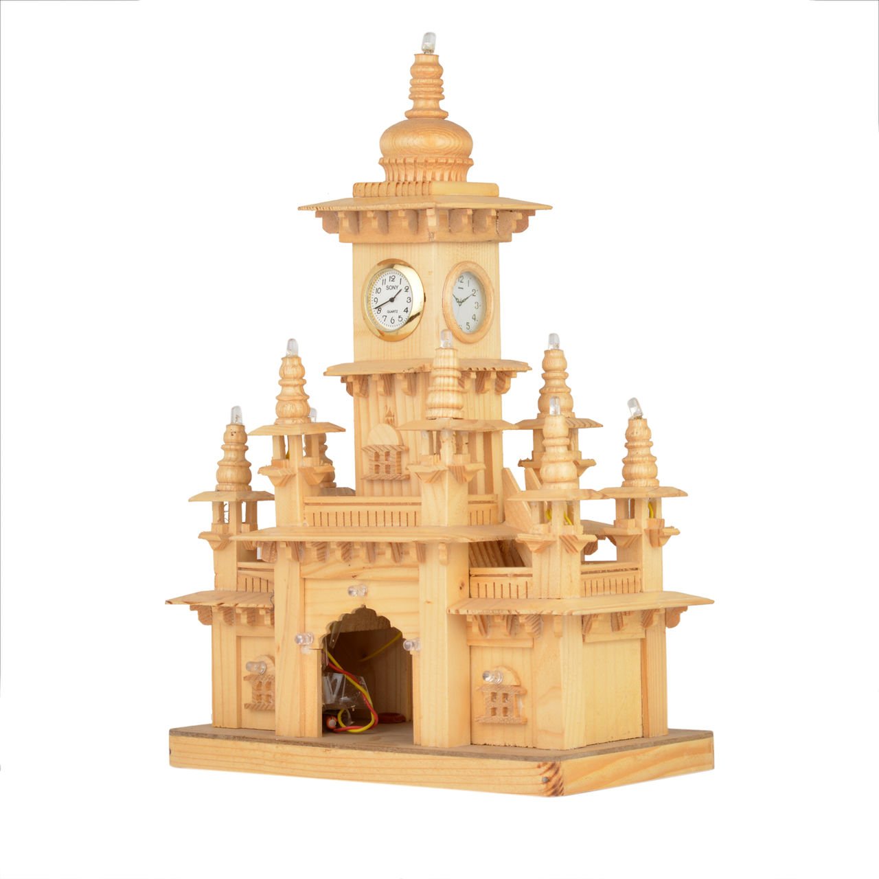 Gunjan Gift Centre Off-White Wooden LED Clock Tower : Amazon.in: Home ...