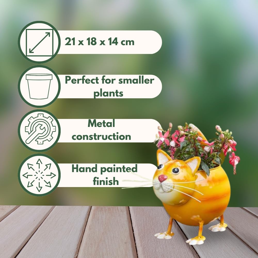 Metal Garden Cat Planter