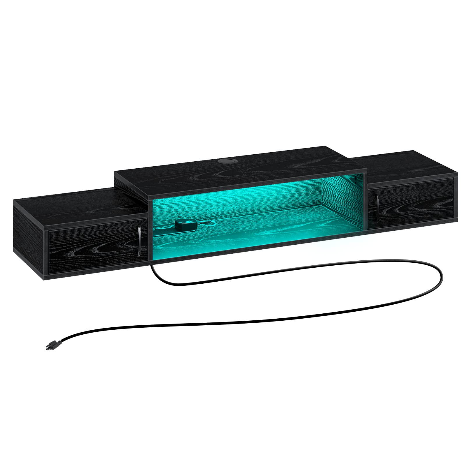 Rolanstar Floating TV Shelf with Power Outlet, 55" Wall Mounted TV ...