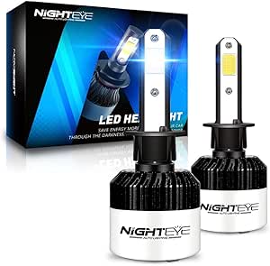 NIGHTEYE H1 LED Headlight Bulb, 350% Super Bright H1 LED Bulb 9000LM ...