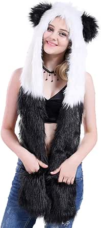 Amazon.com: FHQHTH Plush Panda Hats for Kids Faux Fur Animal Paws Hat ...