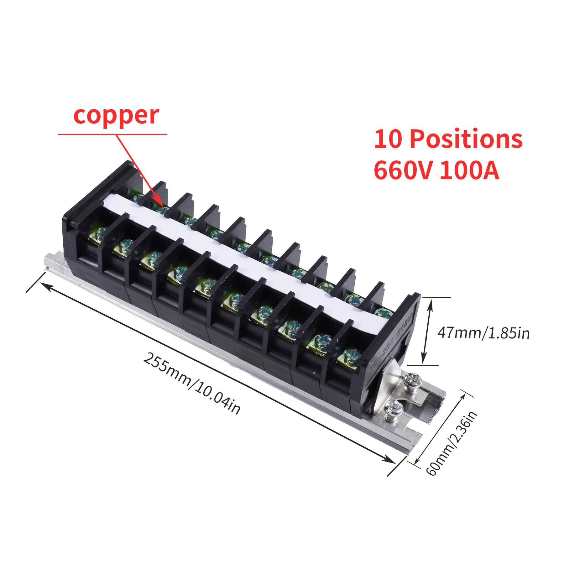 Snapklik.com : Skweawert 10 Positions Dual Rows 600V 100A Screw ...